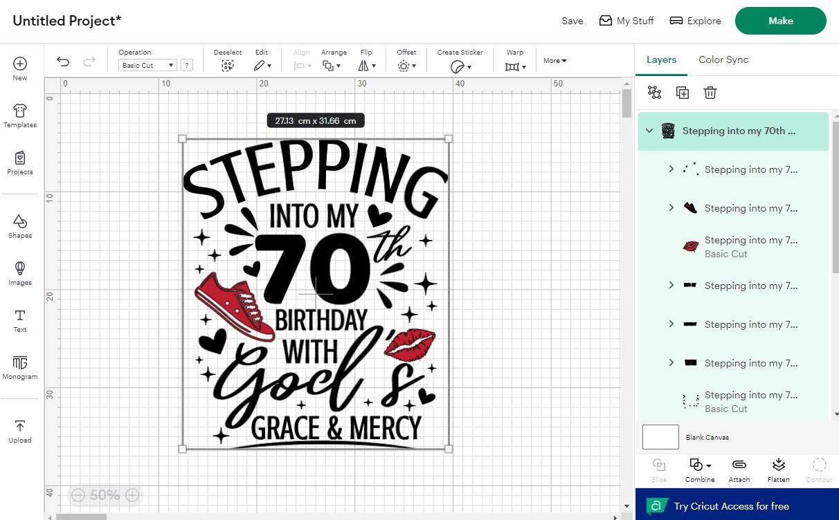 70th Birthday SVG: Stepping Into My 70th With God's Grace,cricut Cut ...