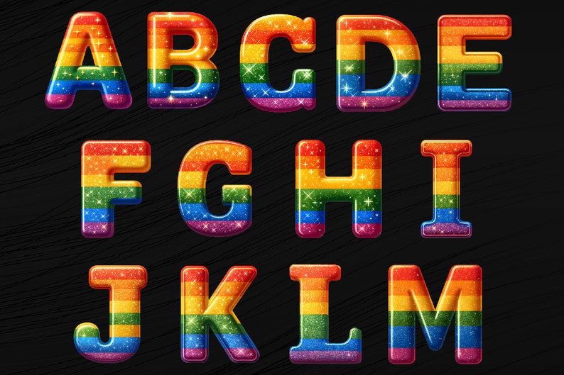 LGBTQ Pride Alphabet and Numbers Clipart PNG Sublimation, Pride Flag ...