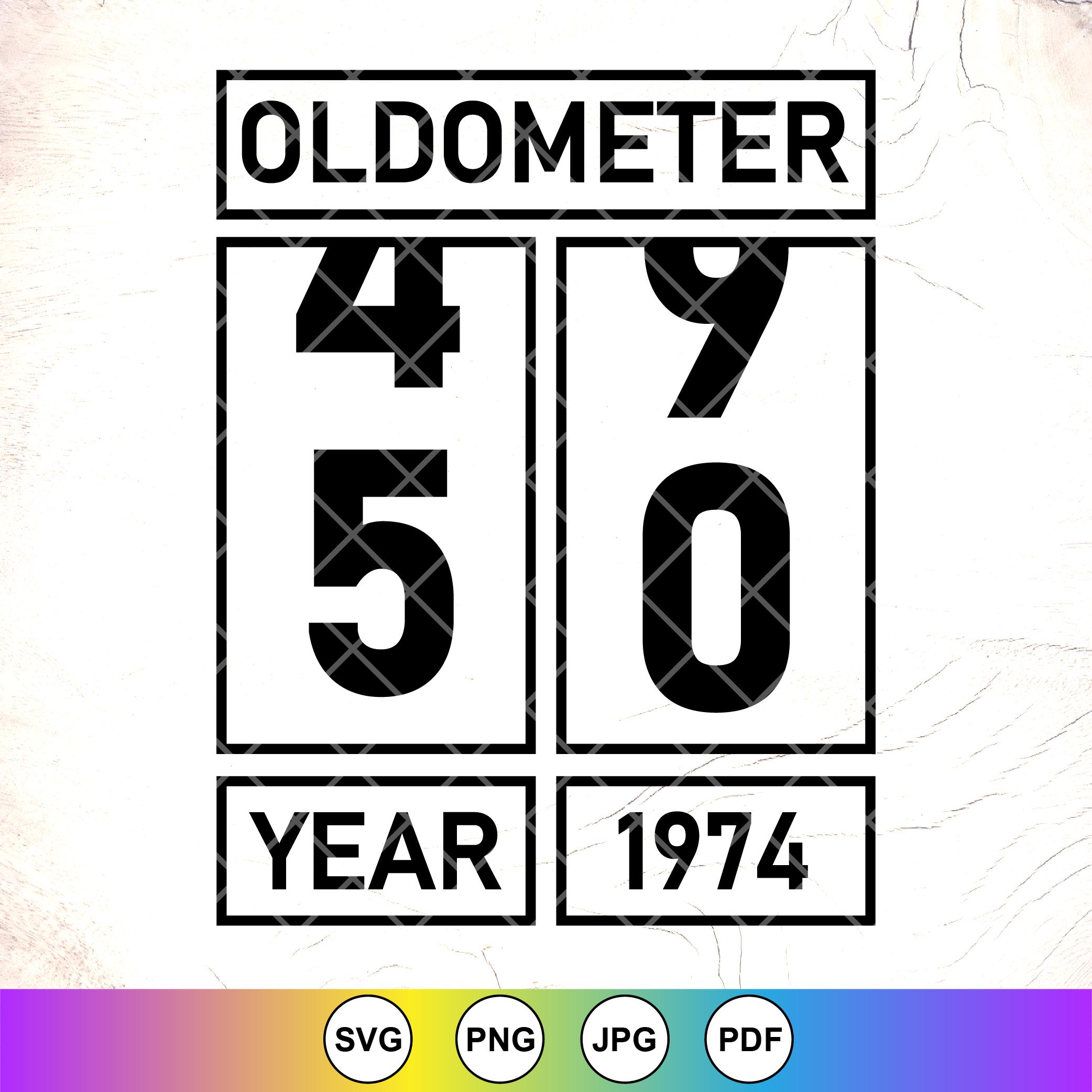 50th Birthday Oldometer SVG: Funny Gift, Birthday Shirt Design,birthday ...