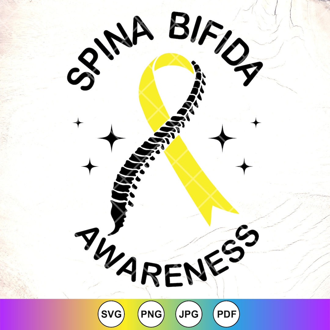 Spina Bifida Awareness SVG: Yellow Ribbon Design,cricut Cut Files ...
