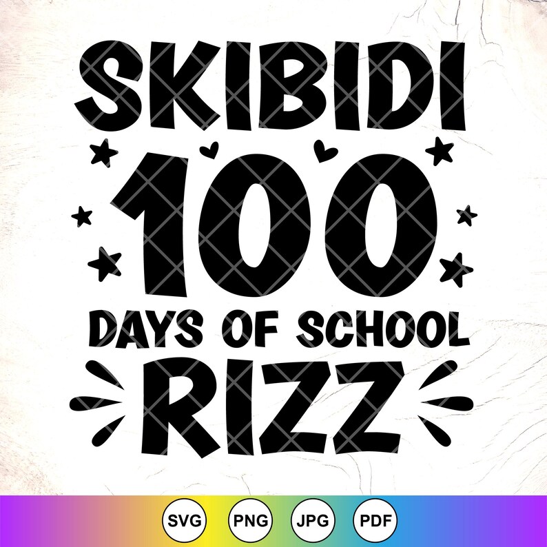 Skibi 100 Days of School Rizz SVG Png,student Gift,back to School ...