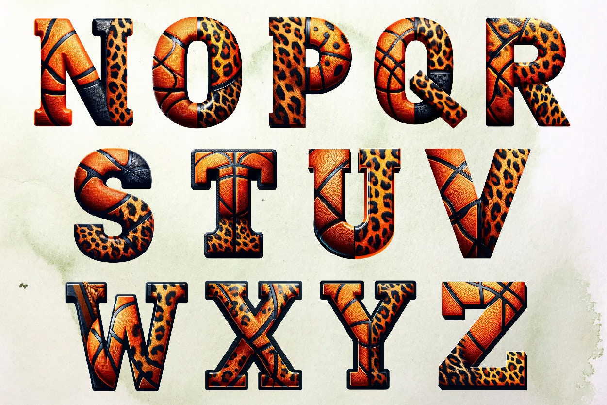 Basketball Alphabet Letters Clipart PNG Sublimation, Basketball Letters ...