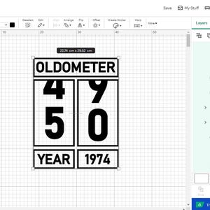 50th Birthday Oldometer SVG: Funny Gift, Birthday Shirt Design,birthday ...