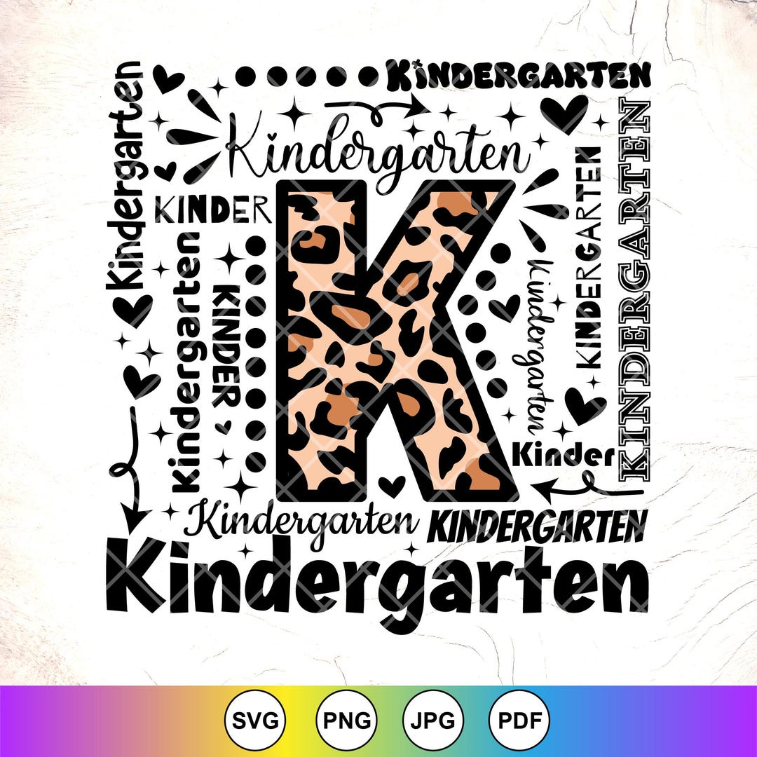 Leopard Print Kindergarten Teacher SVG: Typography Design ,cricut Cut ...