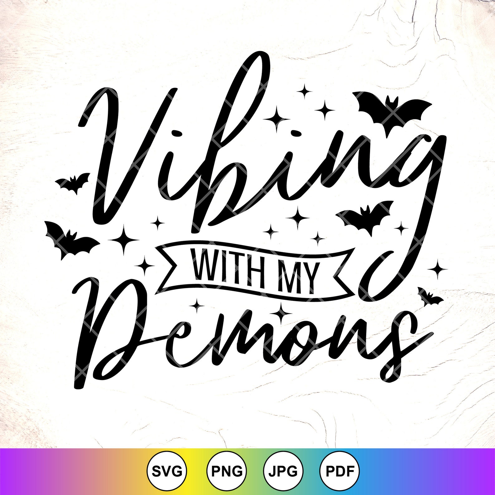 Vibing With My Demons Svg, Spooky Season Svg, Dark Humor Svg, Funny ...