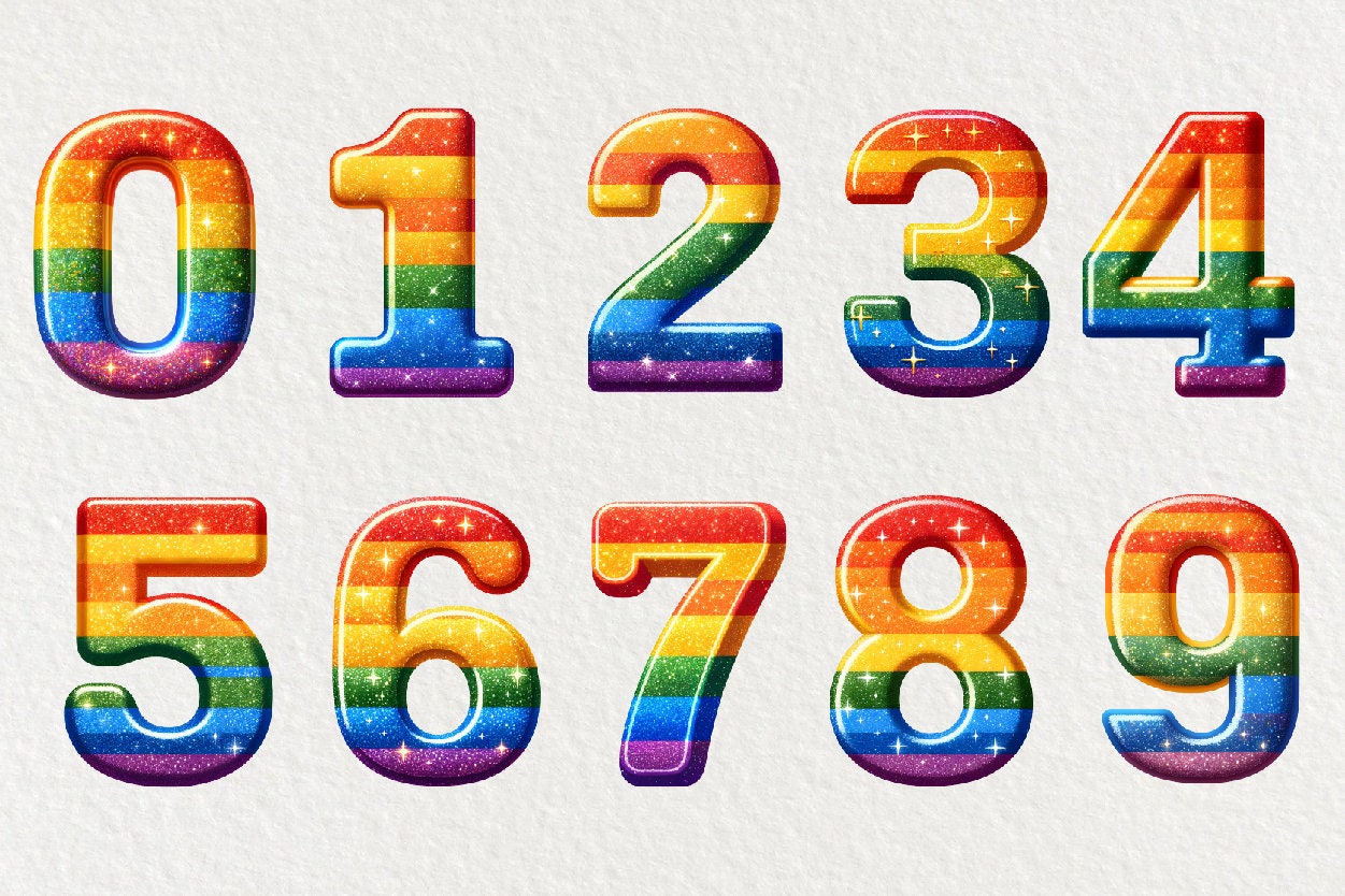 LGBTQ Pride Alphabet and Numbers Clipart PNG Sublimation, Pride Flag ...