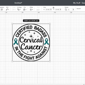 Certified Badass in the Fight Against Cervical Cancer SVG, Teal Ribbon ...