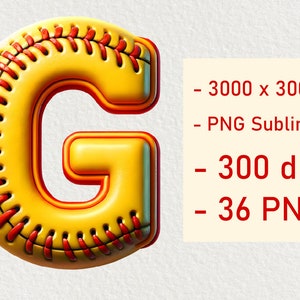 Softball Alphabet Letters Clipart PNG Sublimation,softball Letters ...