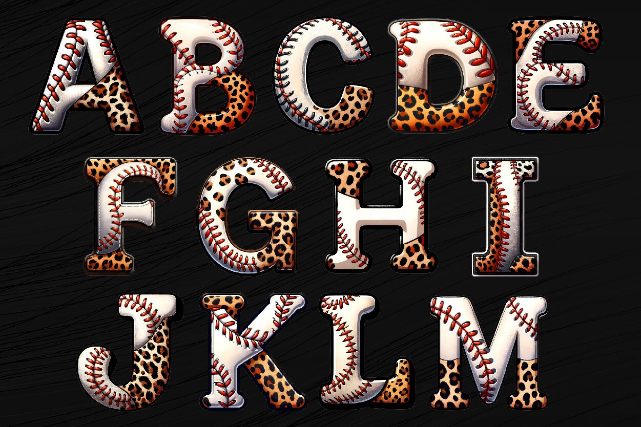 Baseball Alphabet Letters Clipart PNG Sublimation,baseball Letters ...