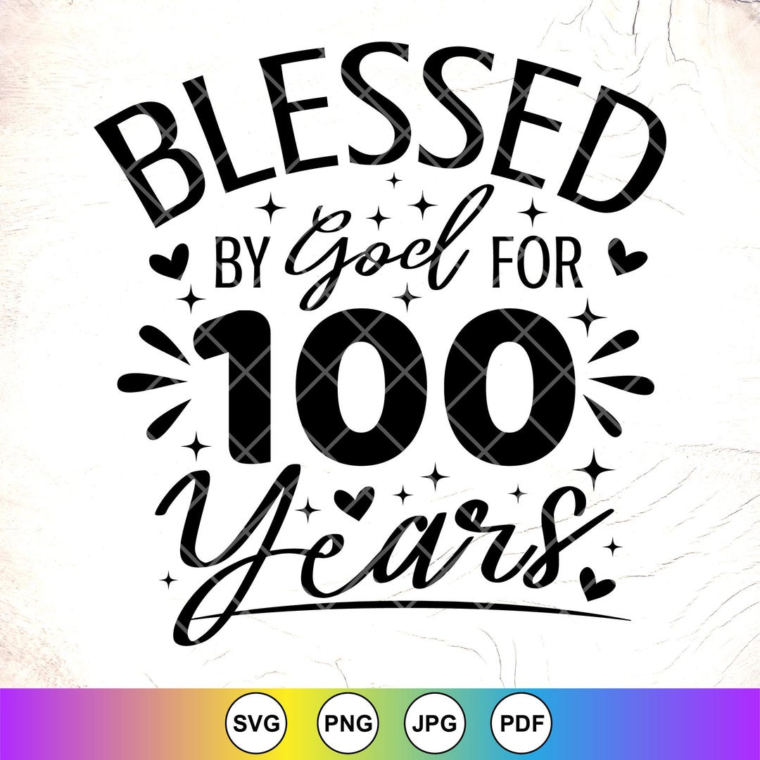 Blessed by God for 100 Years SVG PNG, Religious Birthday Svg, 100th ...