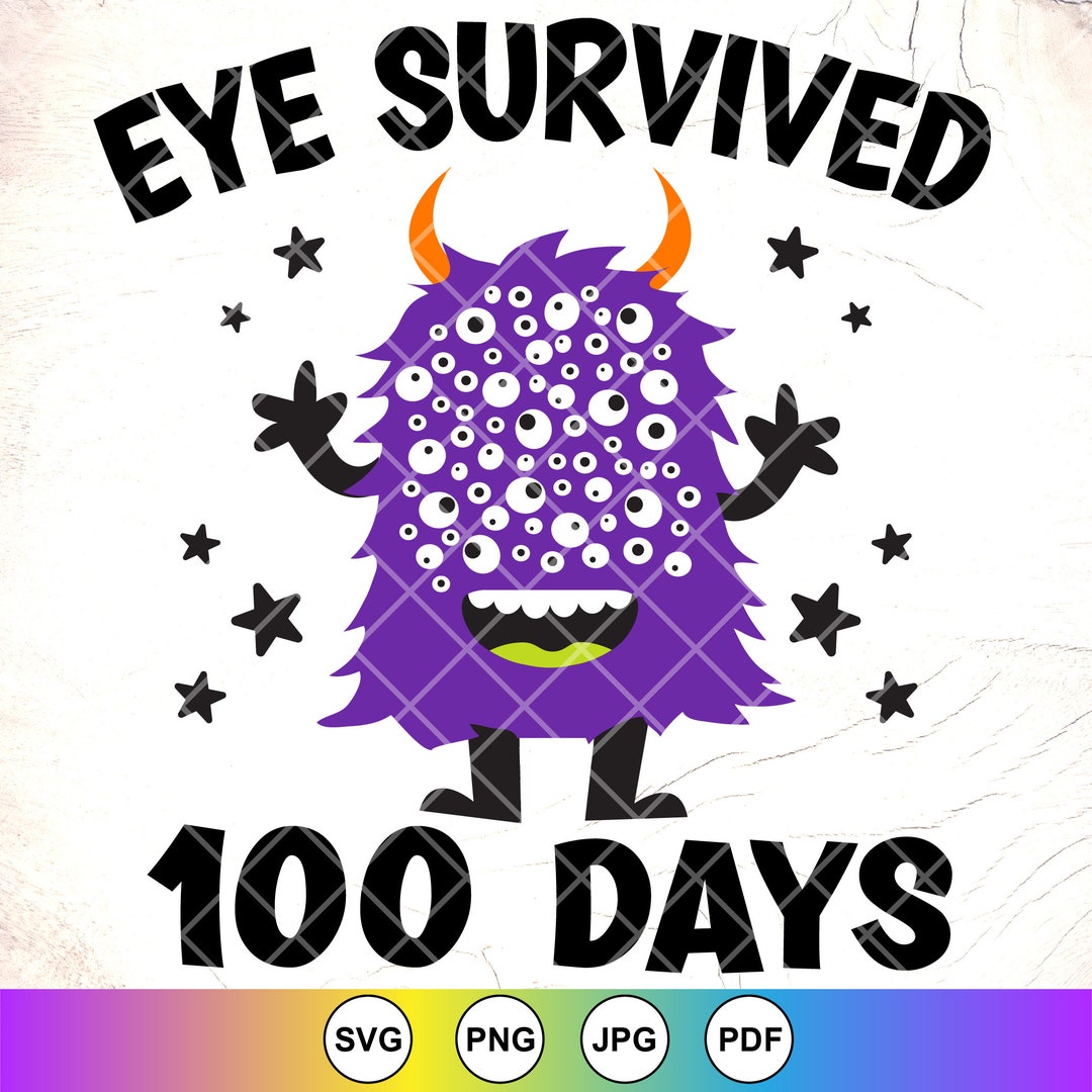 Eye Survived 100 Days SVG, Back to School Svg,boy 100th Day, Monster ...