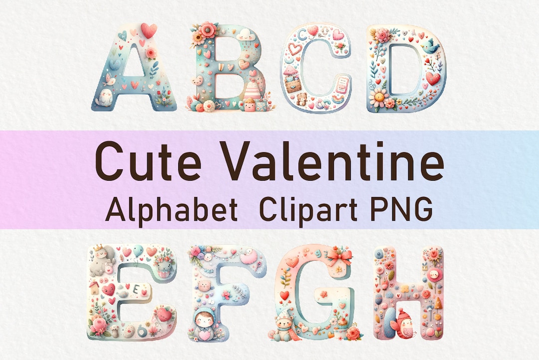 Valentine's Day Alphabet Clipart PNG Sublimation,font Alphabet Clipart ...