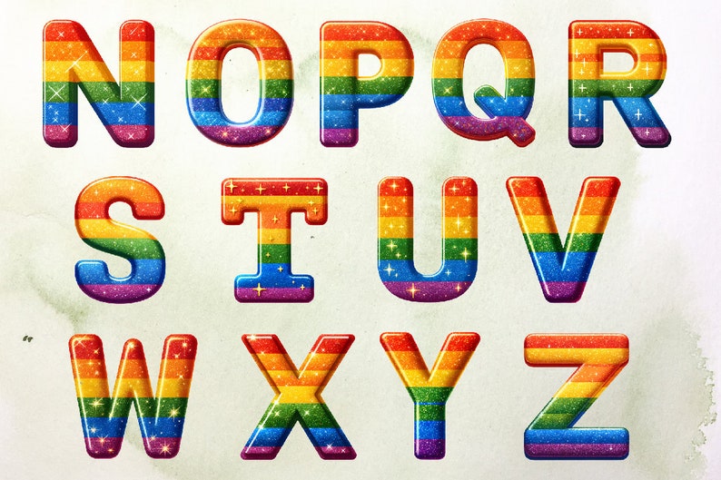 LGBTQ Pride Alphabet and Numbers Clipart PNG Sublimation, Pride Flag ...
