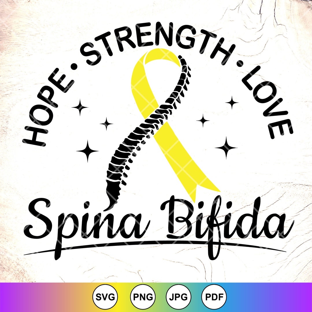 Spina Bifida Awareness SVG: Hope Strength Love, Yellow Ribbon,cricut ...