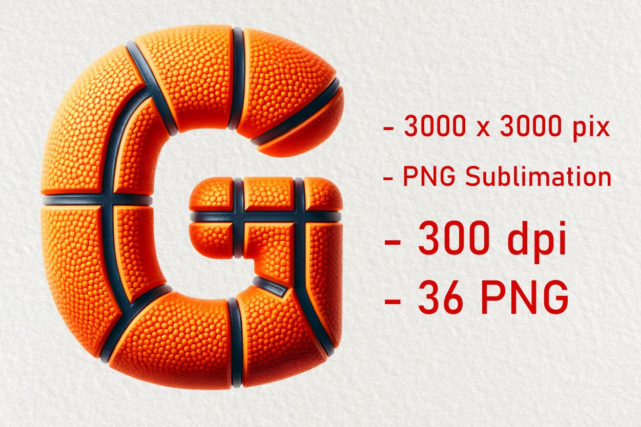 Basketball Alphabet Clipart: Sports Doodle Letters & Numbers (PNG ...