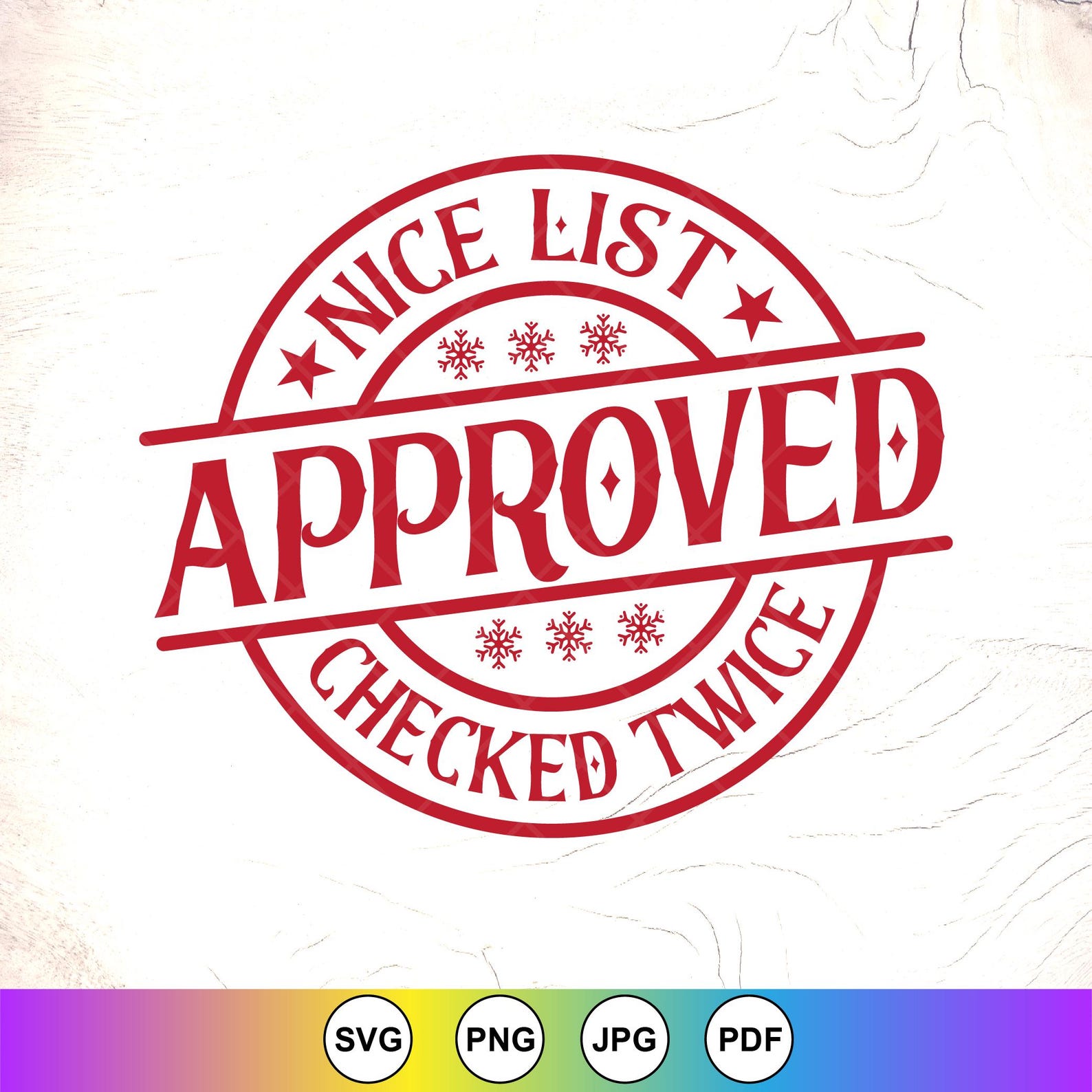 Nice List Approved Checked Twice SVG: Christmas Stamp Design, Cricut ...