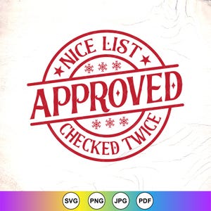 Nice List Approved Checked Twice SVG: Christmas Stamp Design, Cricut ...