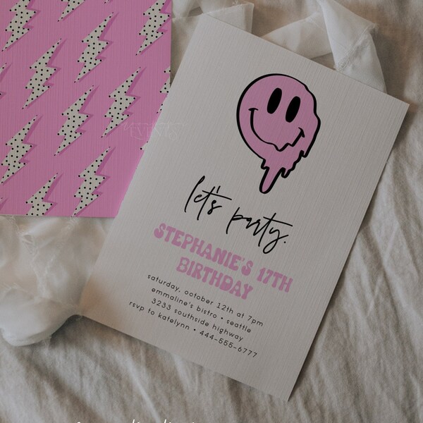 Preppy Birthday Invitation Digital - Etsy Canada