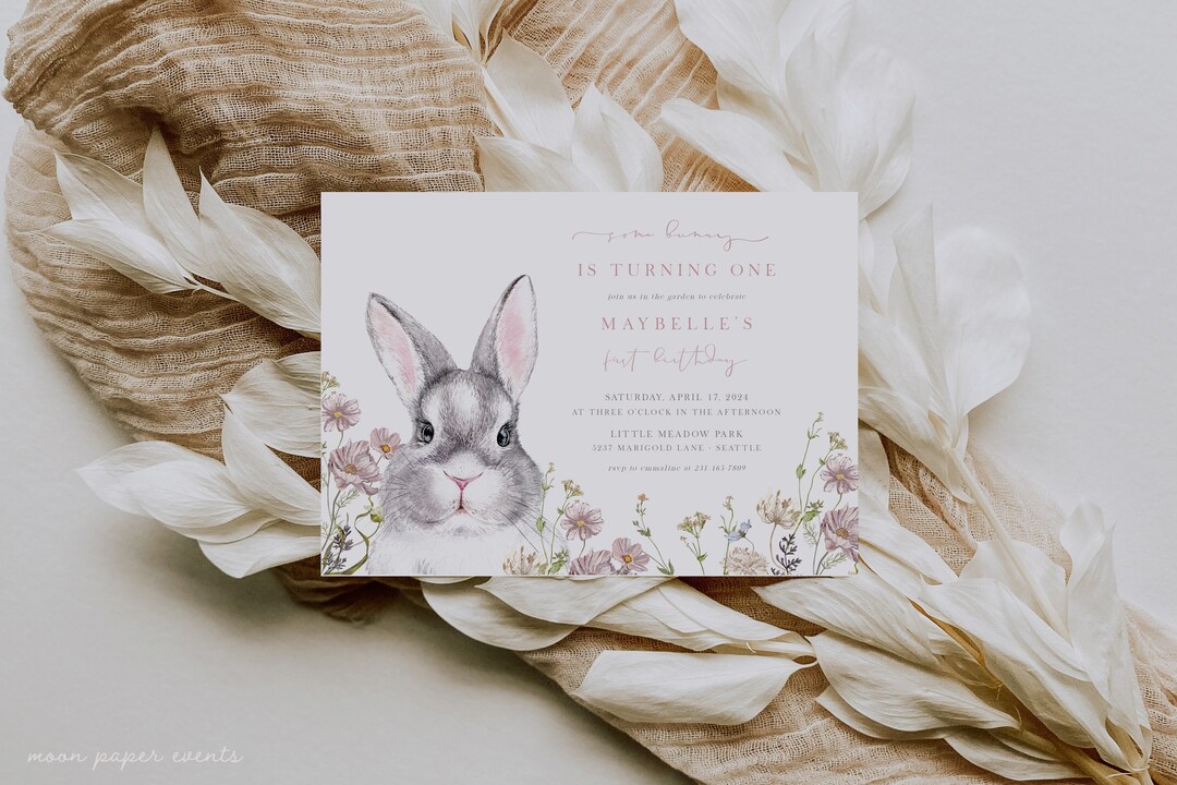 Bunny Birthday Invitation Somebunny Invite Diy Editable Template ...