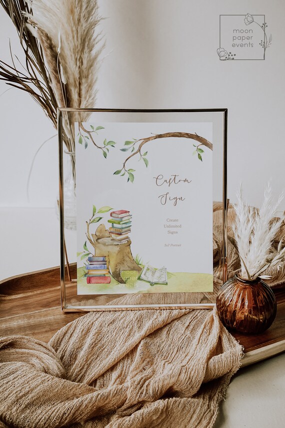 Storybook Baby Shower Custom Sign Library Baby Shower Books - Etsy