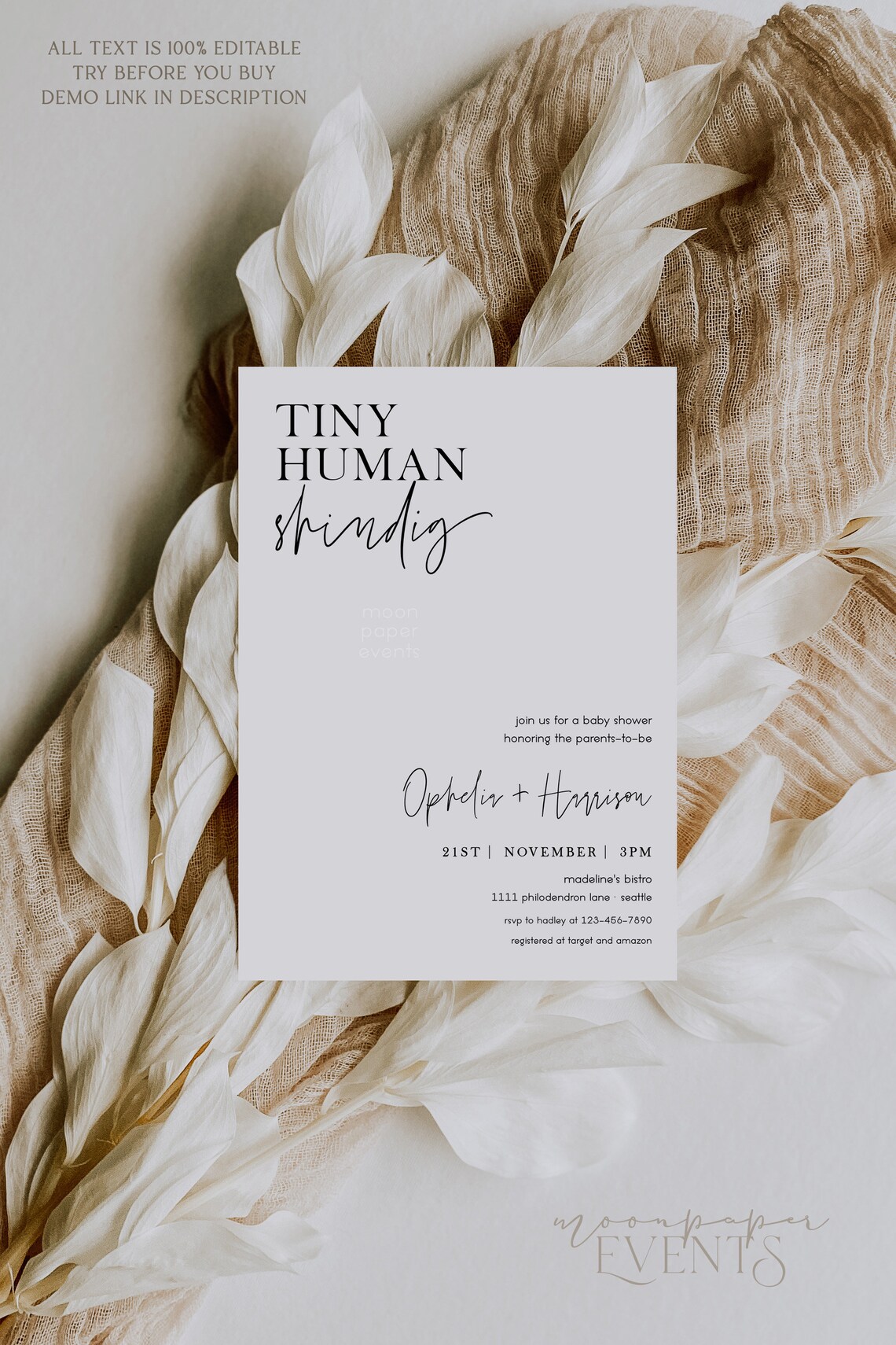 Tiny Human Shindig Invitation Template Co-ed Baby Shower - Etsy