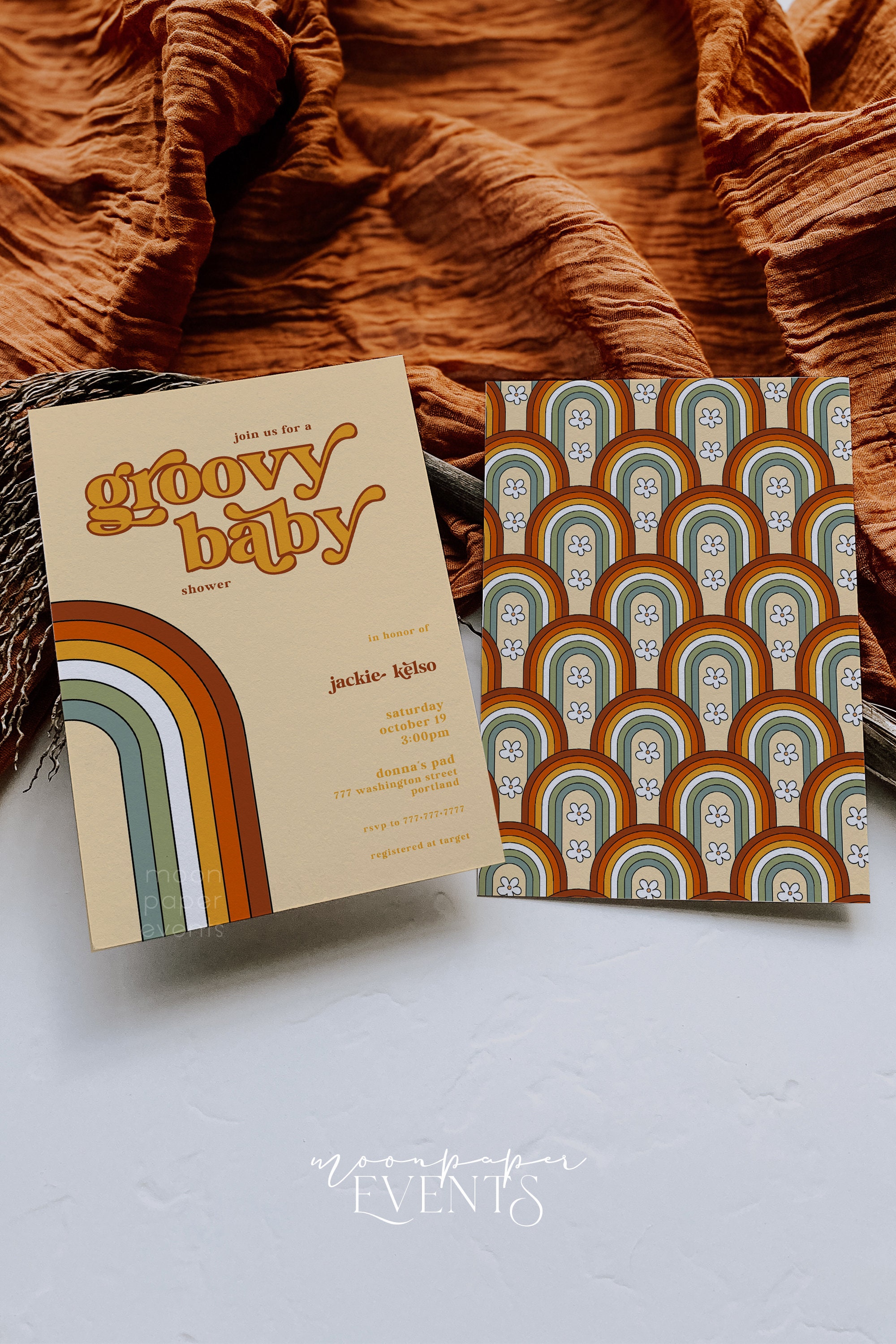 Groovy Baby Shower Invitation Template 70s Retro Baby Shower - Etsy