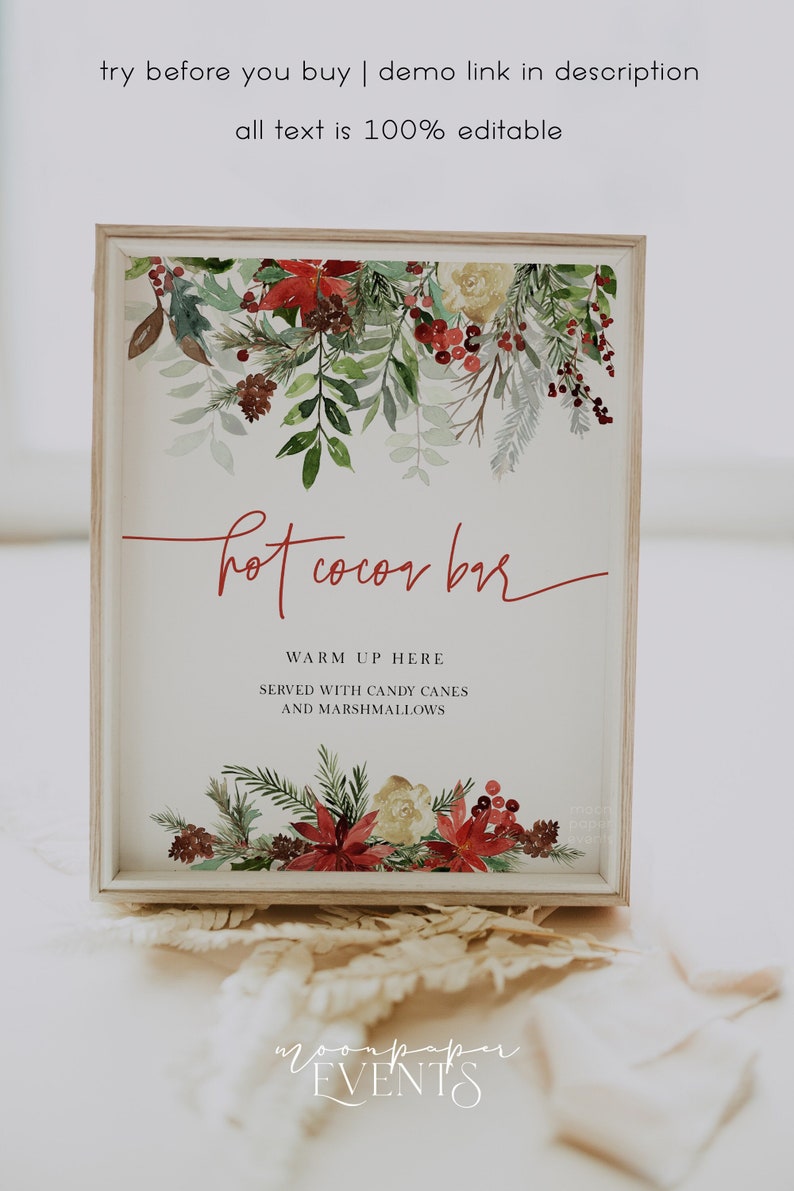 Printable Hot Cocoa Bar Sign Template Hot Chocolate Bar Sign - Etsy