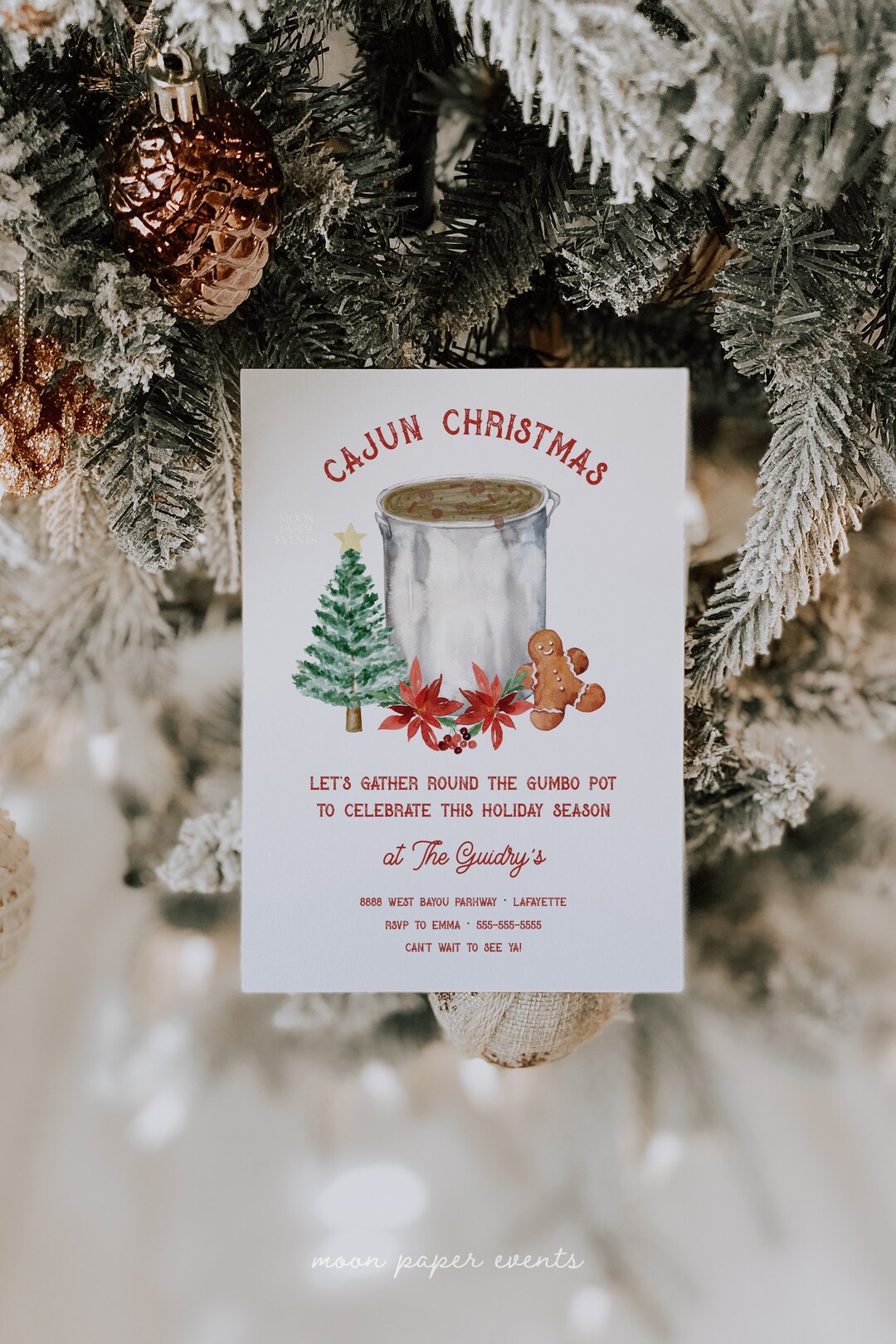 Cajun Christmas Party Invitation Template, Gumbo Invitation, Holiday ...