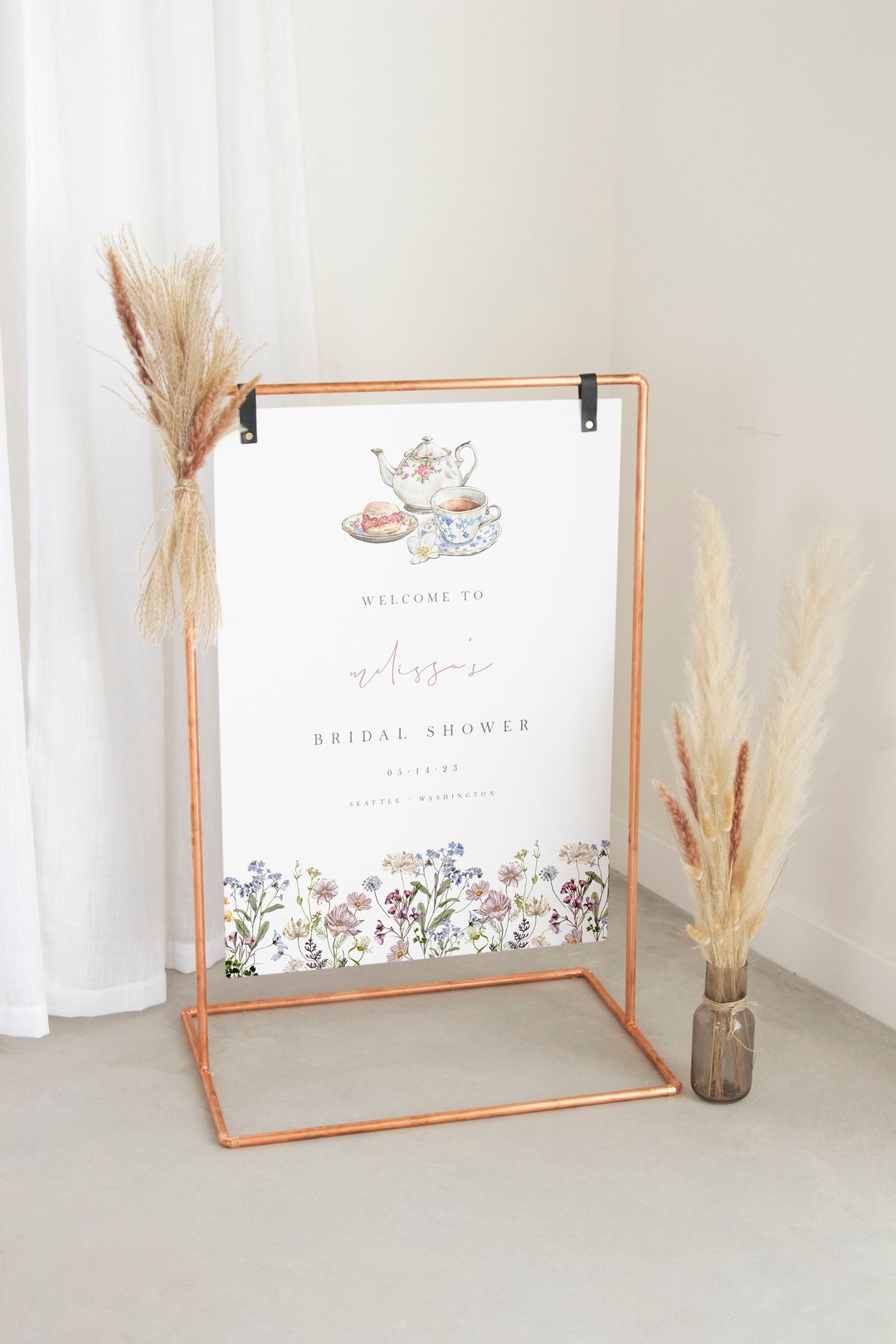 Tea Party Welcome Sign Template, Bridal Shower Tea Party, Baby Shower ...