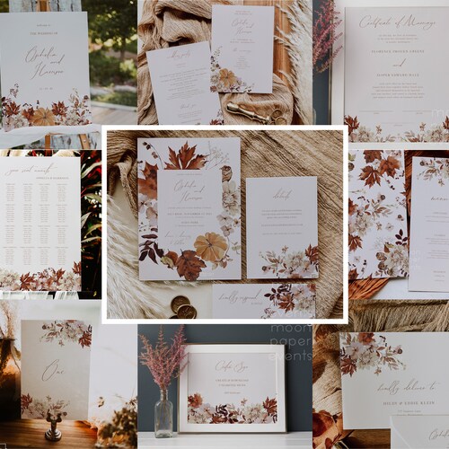Pumpkin Folded Wedding Program Template Editable Fall - Etsy
