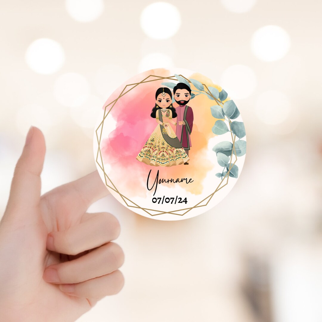Personalized Indian Wedding Bride Groom Mehandi Couple Stickers Party ...