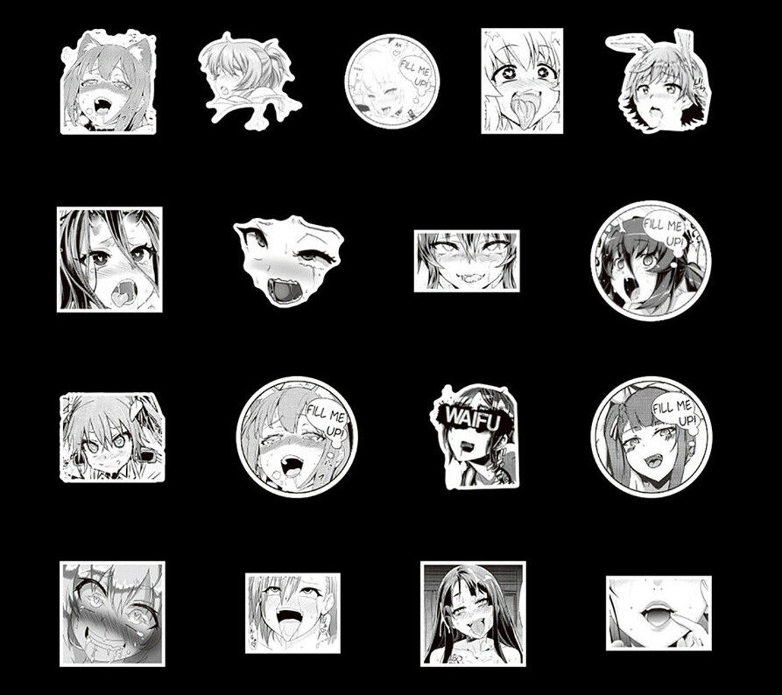 Anime Black-white WAIFU Sticker Assorted | Etsy