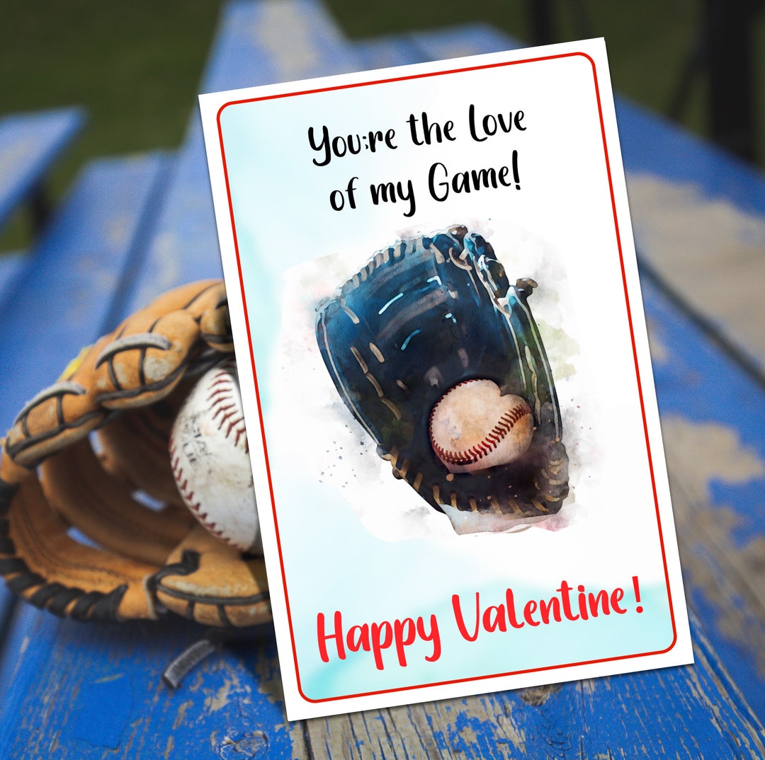 You're the Love of My Game Baseball Valentine Card water Color ...