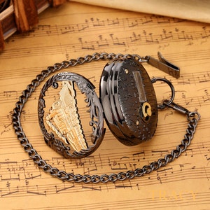 Personalized Quartz Music Pocket Watch, Creative Train Music Pocket ...