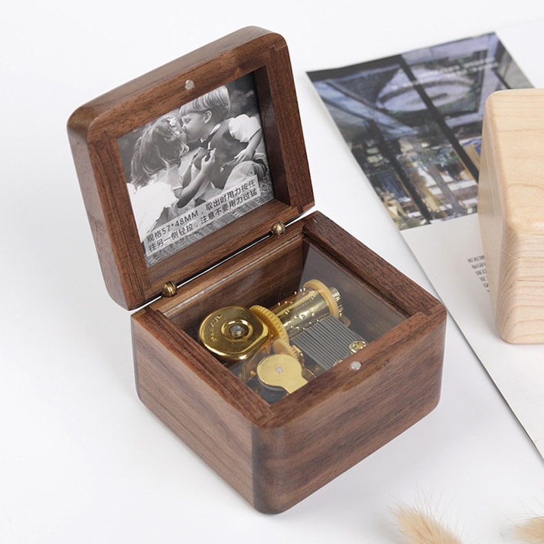Personalized Walnut Wood Music Box Photo Frame - Sankyo Movement - Etsy