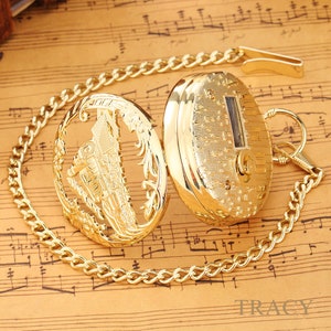 Personalized Quartz Music Pocket Watch, Creative Train Music Pocket ...