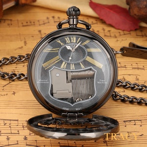 Personalized Quartz Music Pocket Watch, Creative Train Music Pocket ...