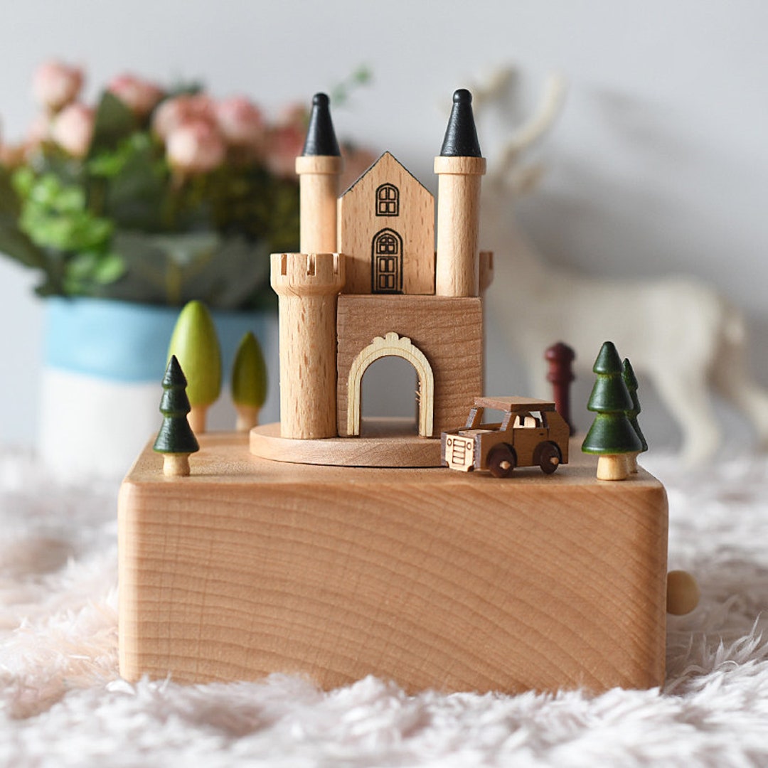 Personalized Wooden Castle Music Box: Engraved Keepsake Gift - Etsy