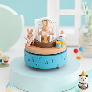 Personalized Rabbit Concert Music Box: Handmade Wooden Gift - Etsy