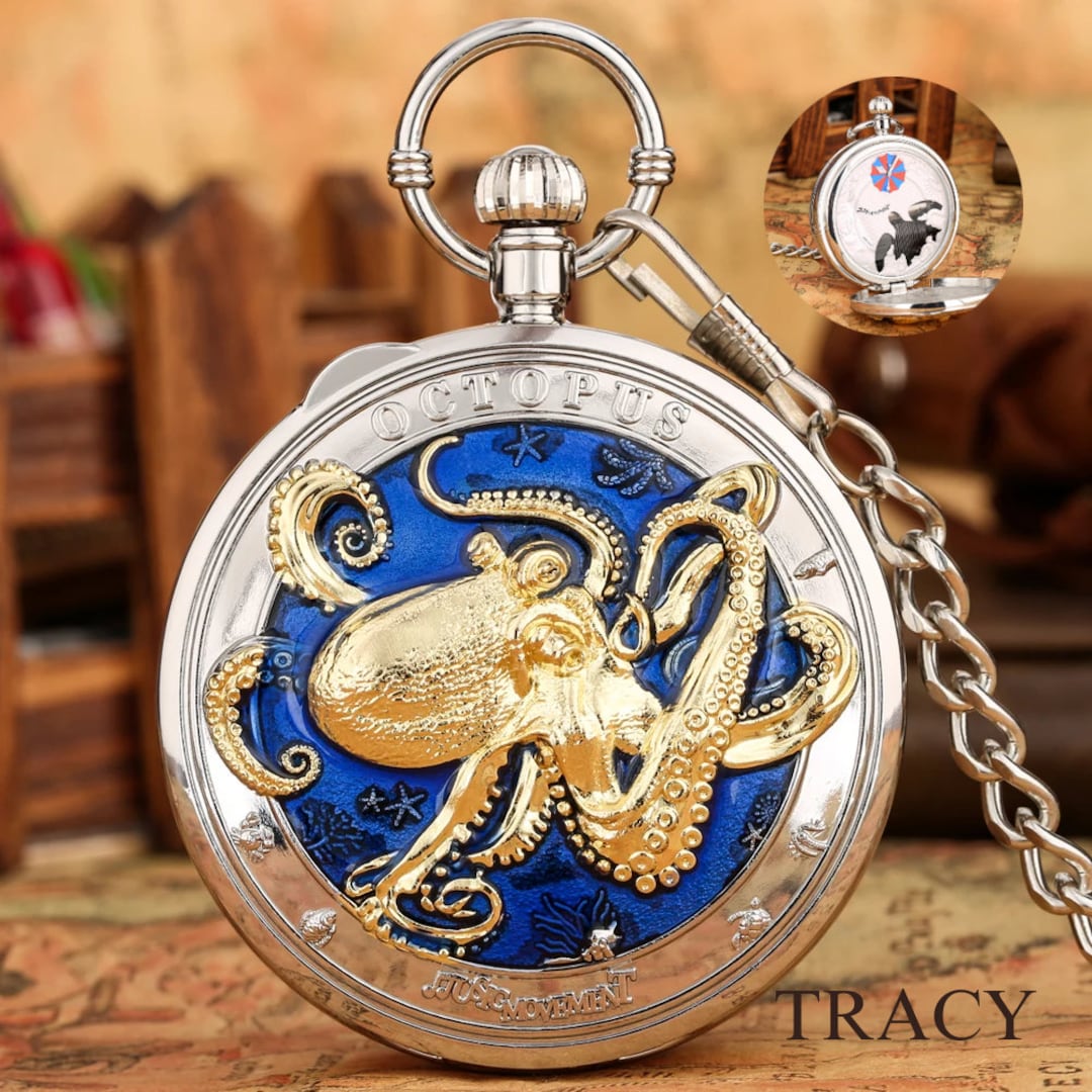 Personalized Quartz Music Box, Customized Music Pocket Watch, Octopus ...