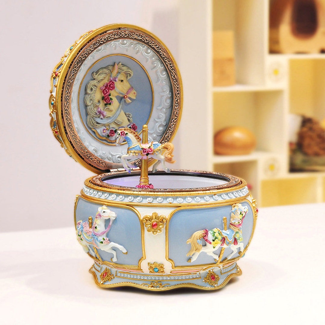 Personalized Illuminated Carousel Music Box: Custom Engraved Resin Gift ...