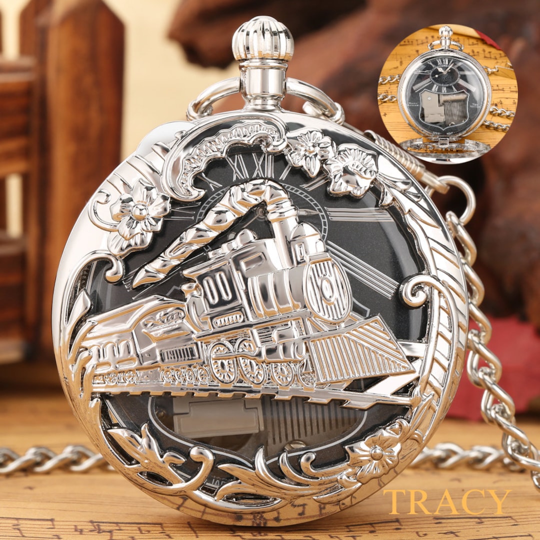Personalized Train Music Pocket Watch: Hollow Alloy Quartz Watch - Etsy