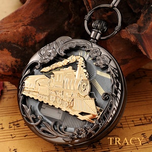 Personalized Quartz Music Pocket Watch, Creative Train Music Pocket ...