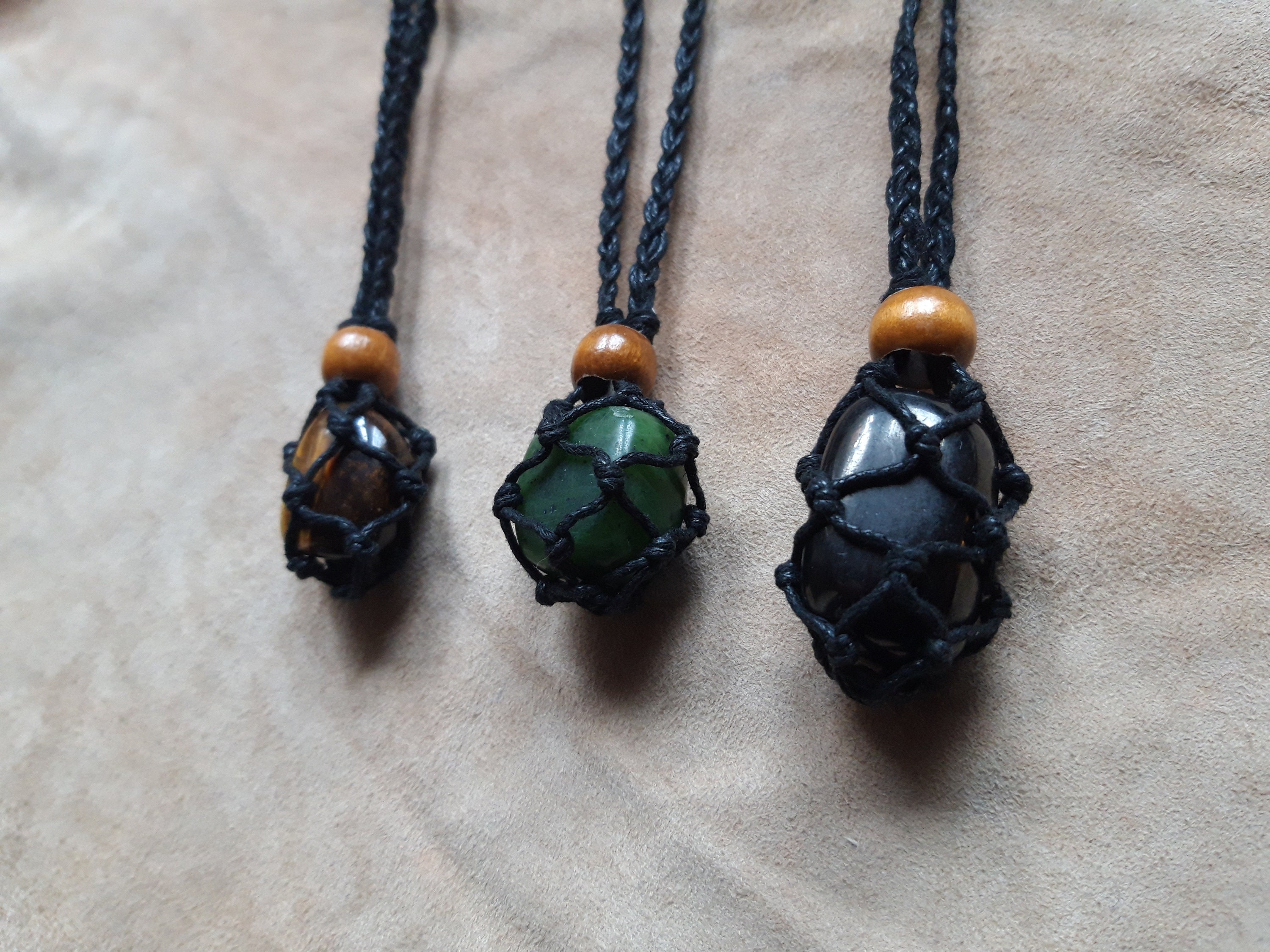 Crystal Net Necklace Black Macrame Necklace to Carry Crystals - Etsy