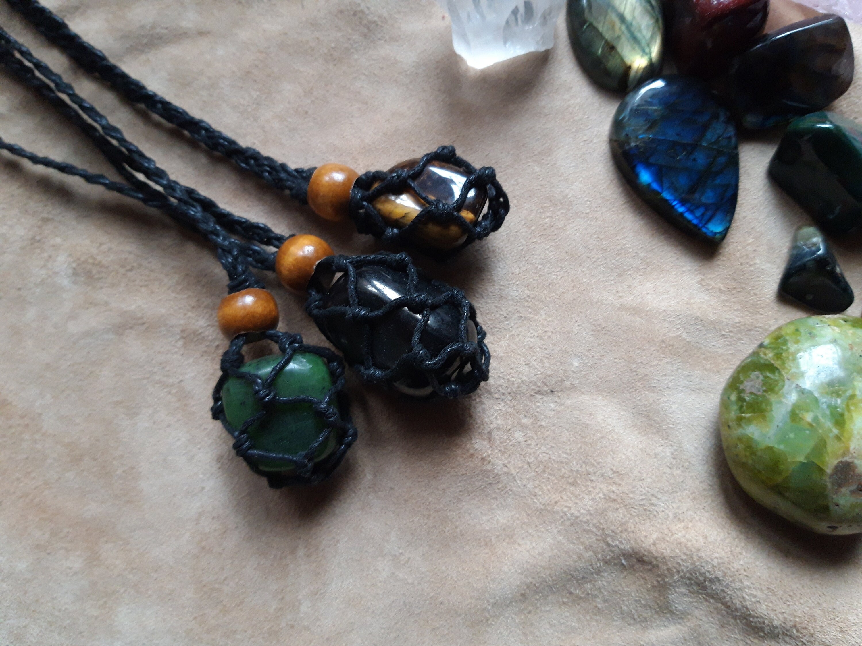 Crystal Net Necklace Black Macrame Necklace to Carry Crystals - Etsy