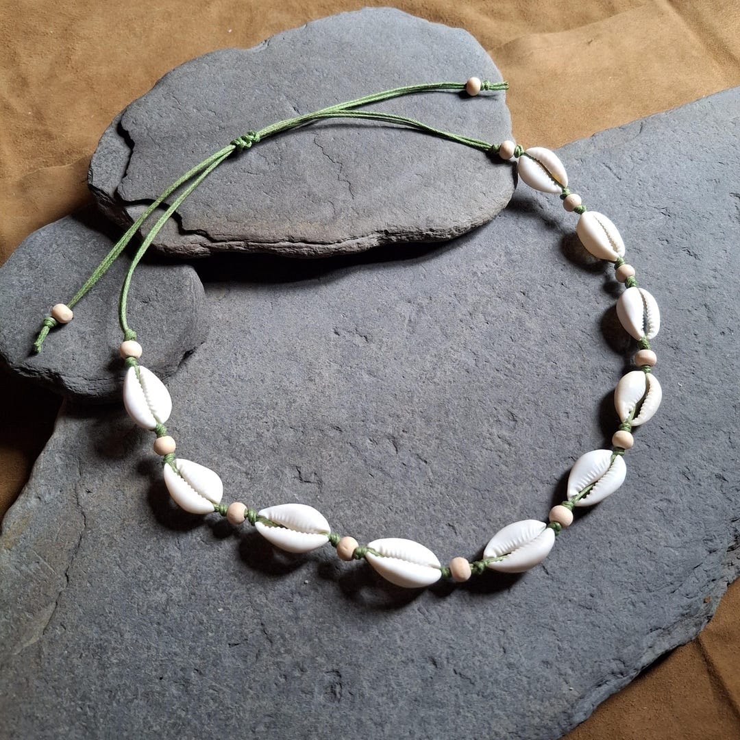 Cowrie Shell Choker Necklace With Large Shells. Surf Jewelry for Men ...