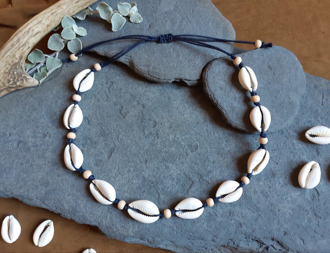 Cowrie Shell Choker Necklace With Large Shells. Surf Jewelry for Men and Women, Tribal Sea ...