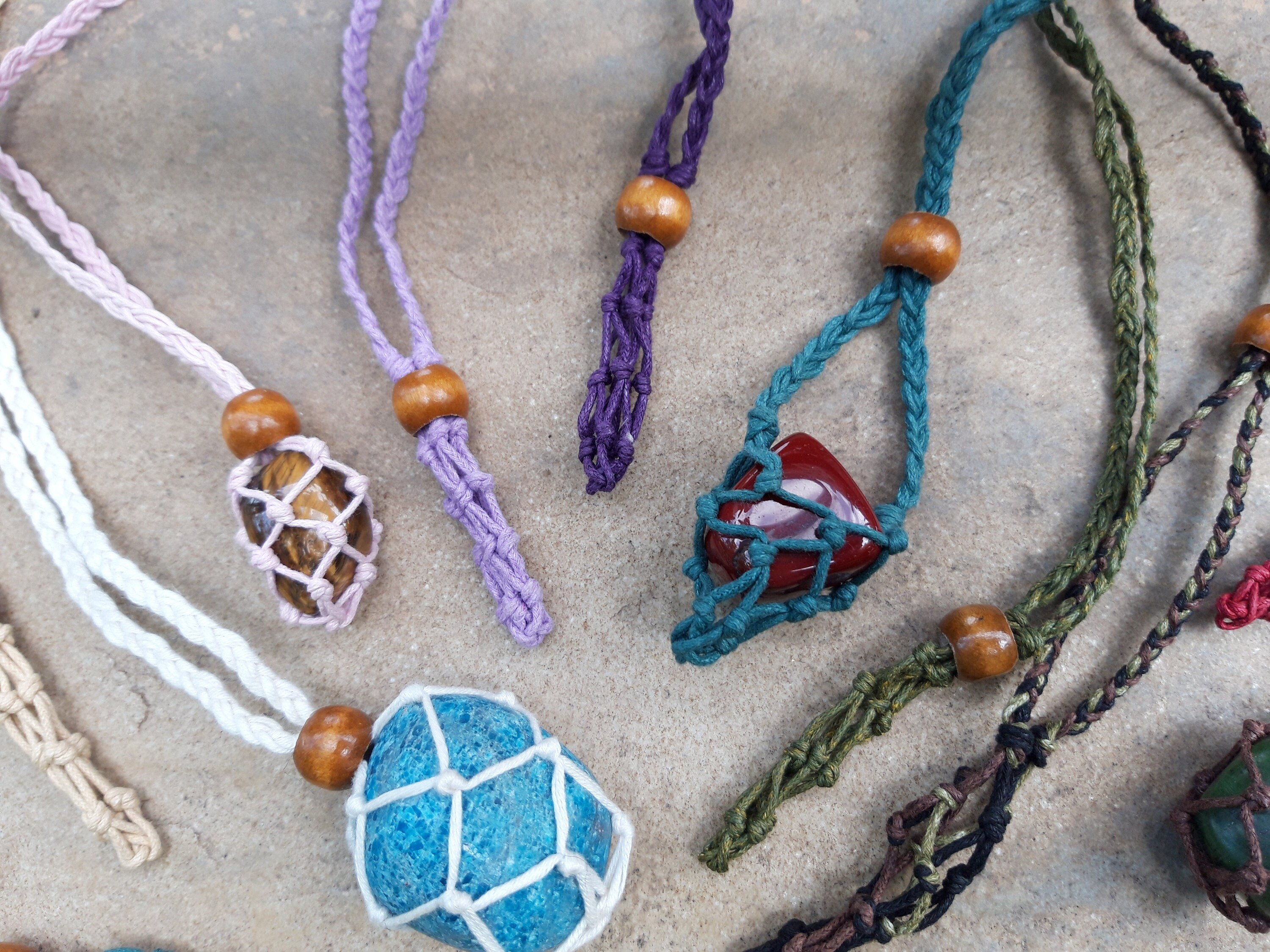 Crystal Net Necklace Interchangeable Macrame Crystal Holder. Healing ...