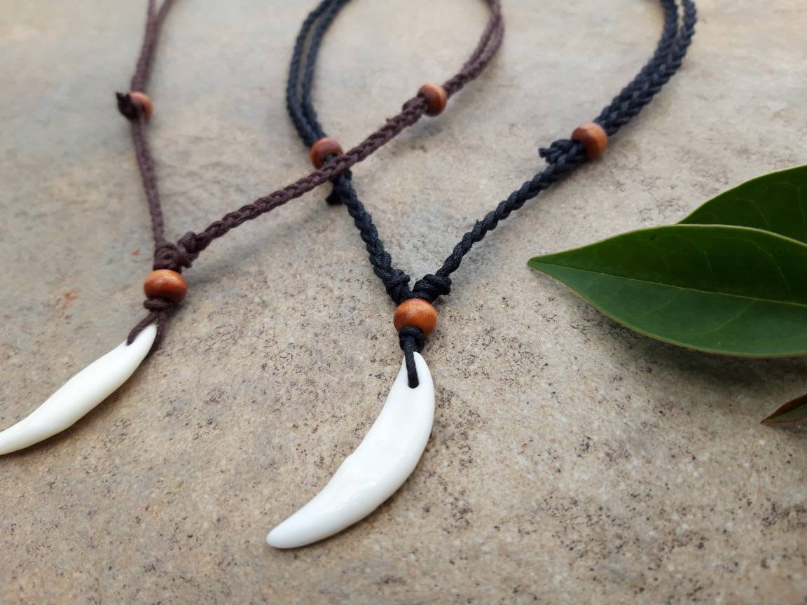 Real Coyote Tooth Pendant Tribal Style. Wolf Fang Men's Surf, Primitive ...