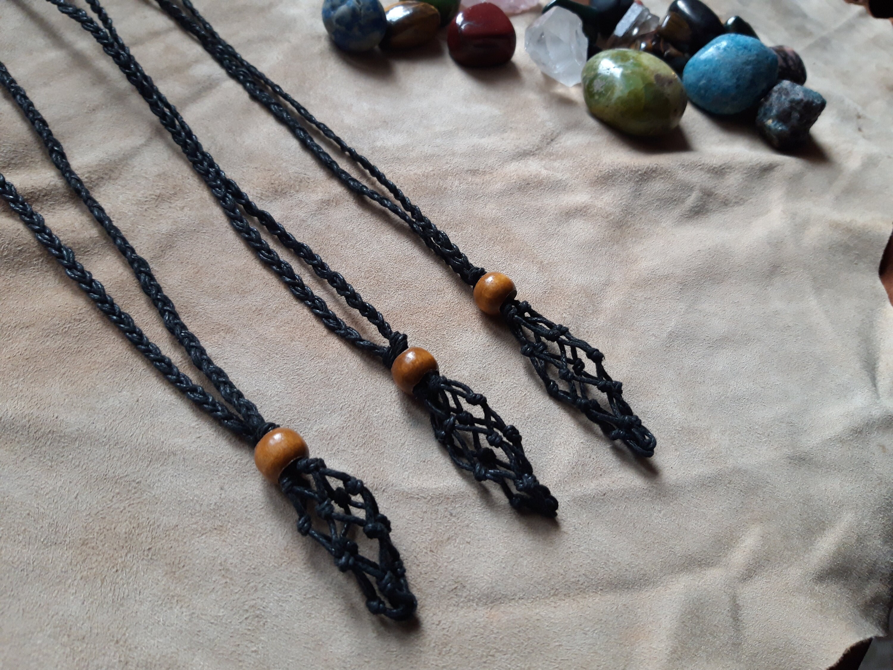 Crystal Net Necklace Black Macrame Necklace to Carry Crystals - Etsy